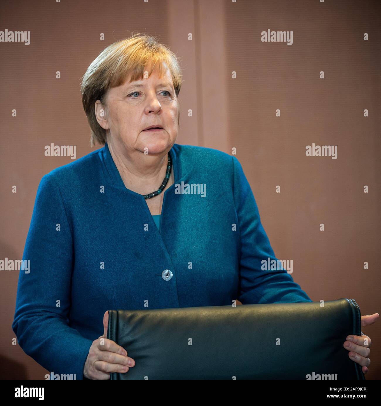 Berlin, Germany. 22nd Jan, 2020. Chancellor Angela Merkel (CDU) is ...