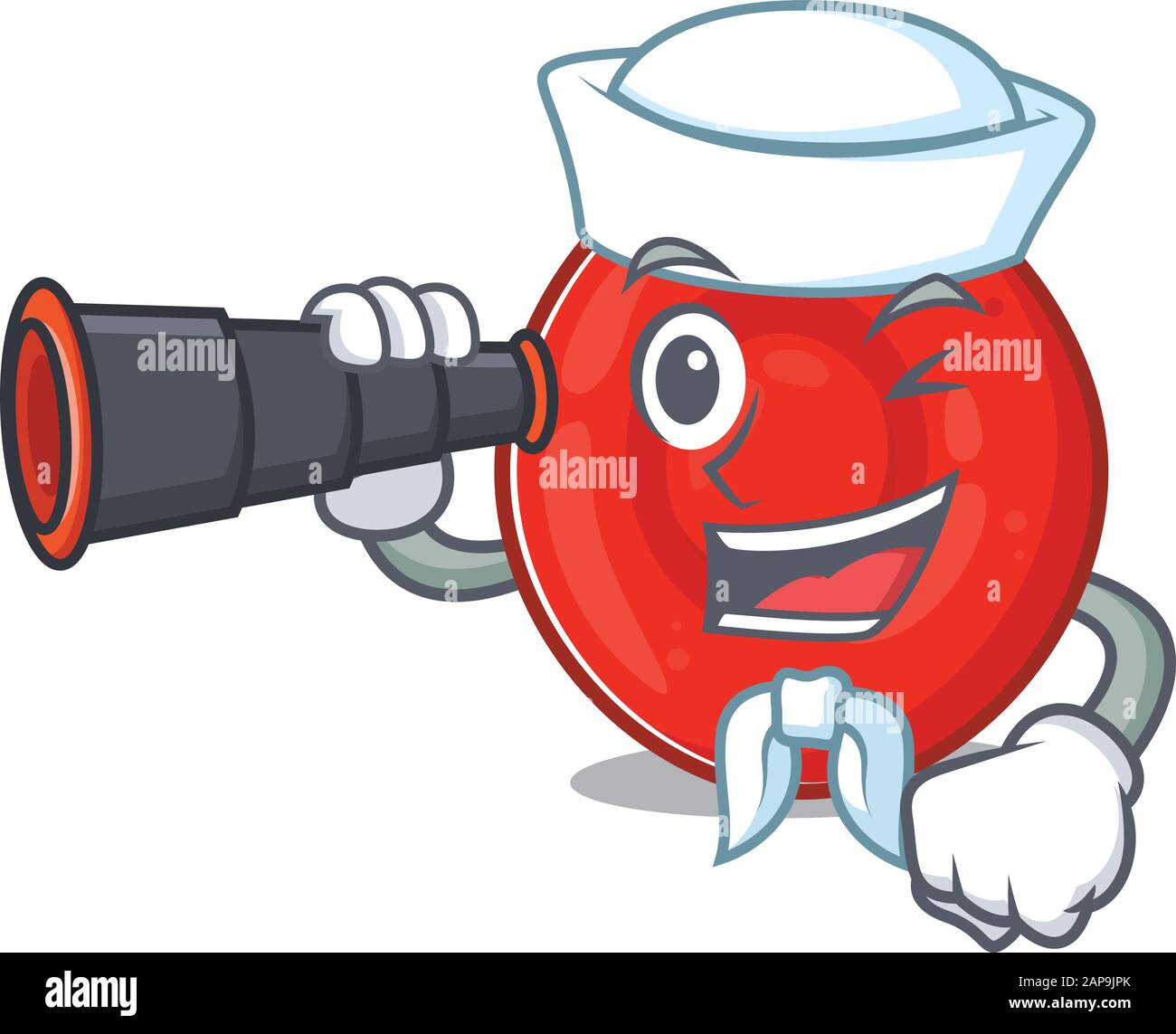 Erythrocyte cell cartoon happy Sailor style with binocular Stock Vector ...