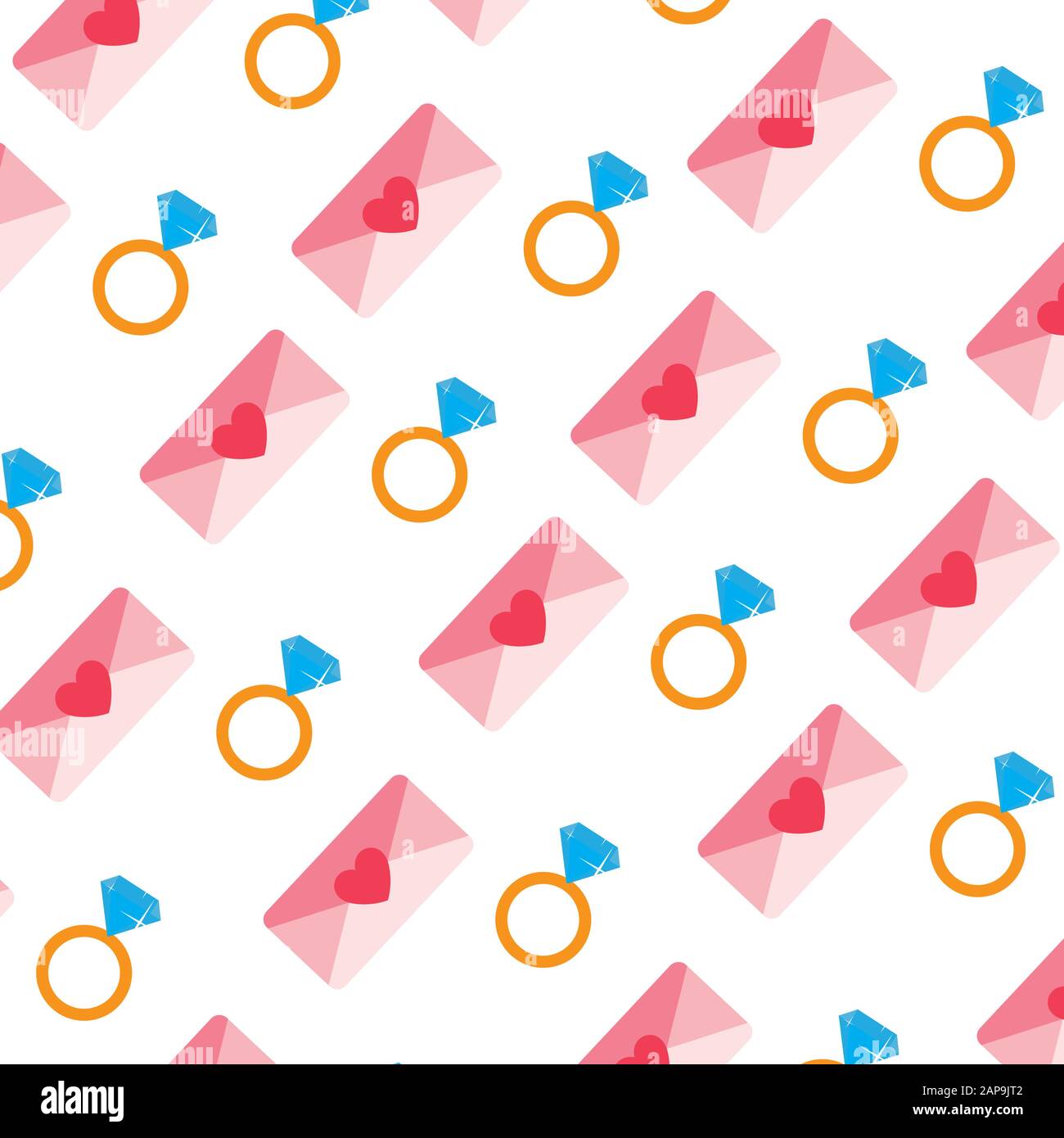 pattern of engagement ring with envelope vector illustration design ...