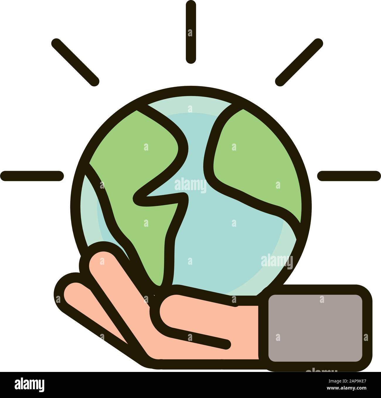 hand holding planet ecology evironment nature drawing vector ...