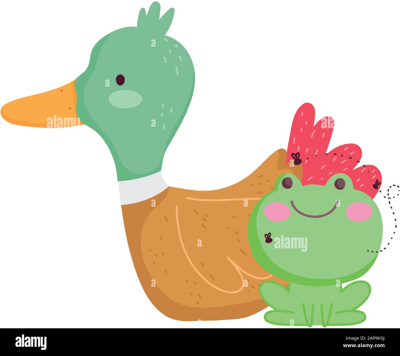 duck and frog farm cartoon animal vector illustration Stock Vector ...
