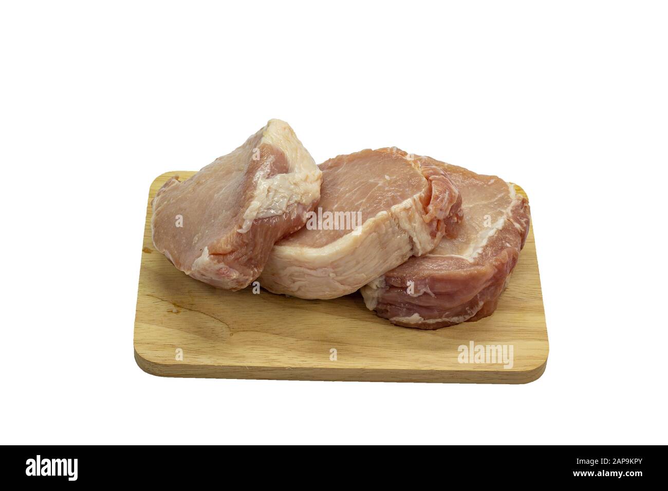 fresh pork raw fillet isolated on white background Stock Photo - Alamy