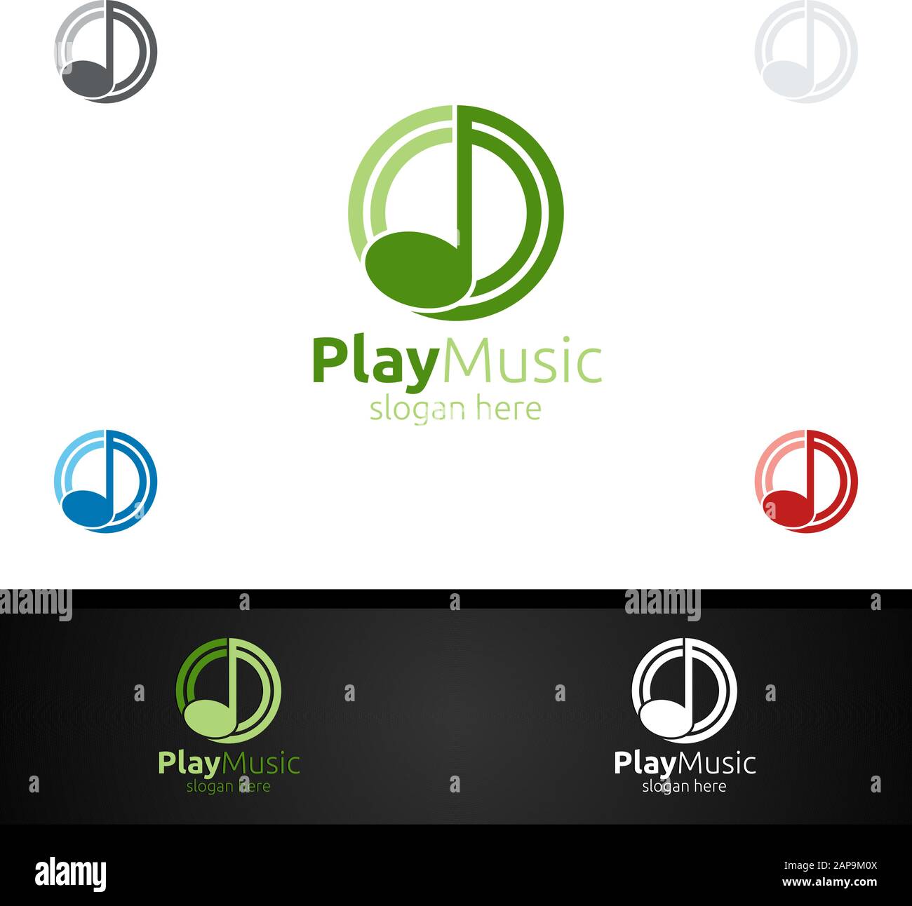 Abstract Music Logo with Note and Play Concept Stock Vector Image & Art ...