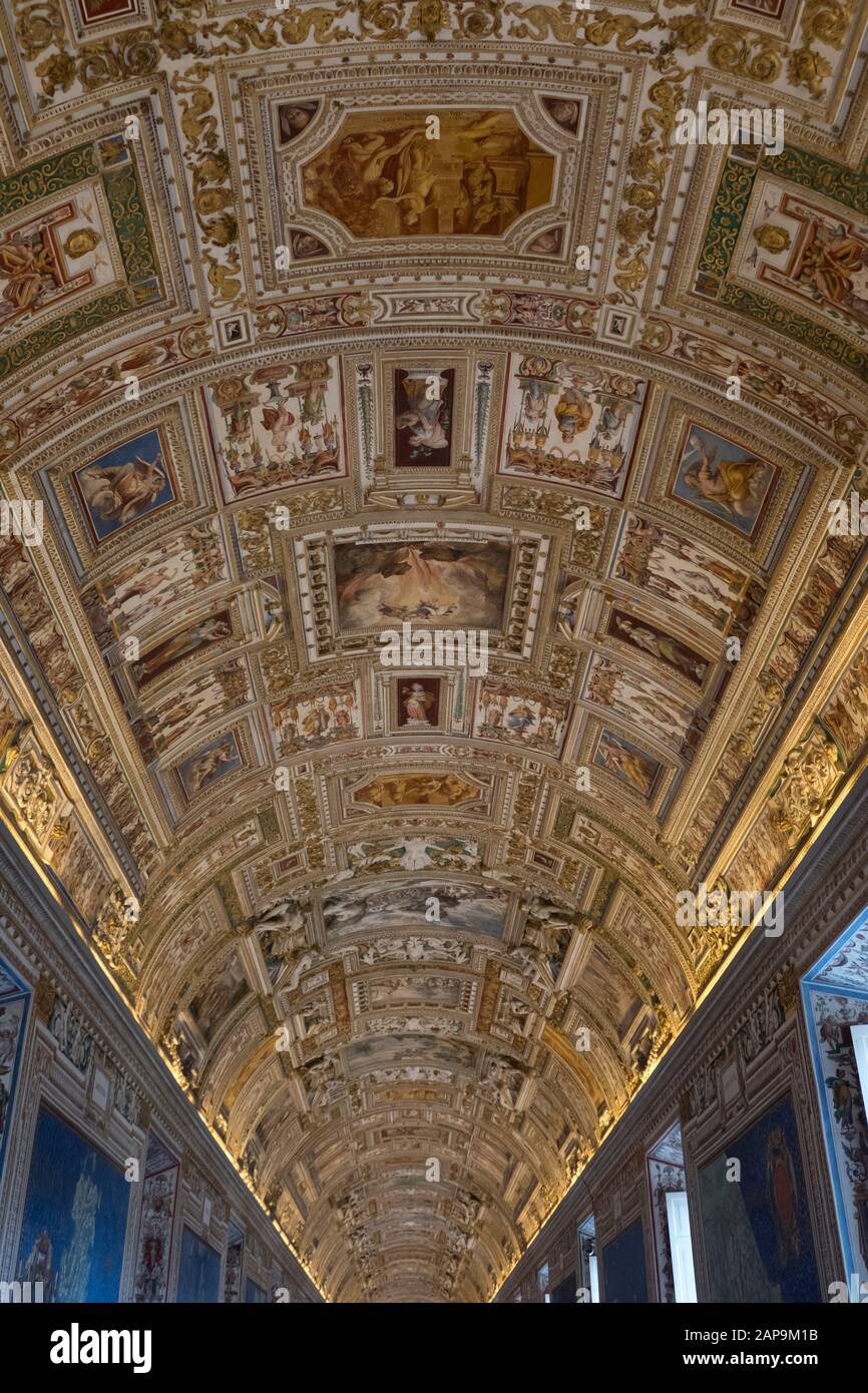 Ceiling inside the Vatican Gallery of maps at the vatican museum in Rome italy Stock Photo - Alamy