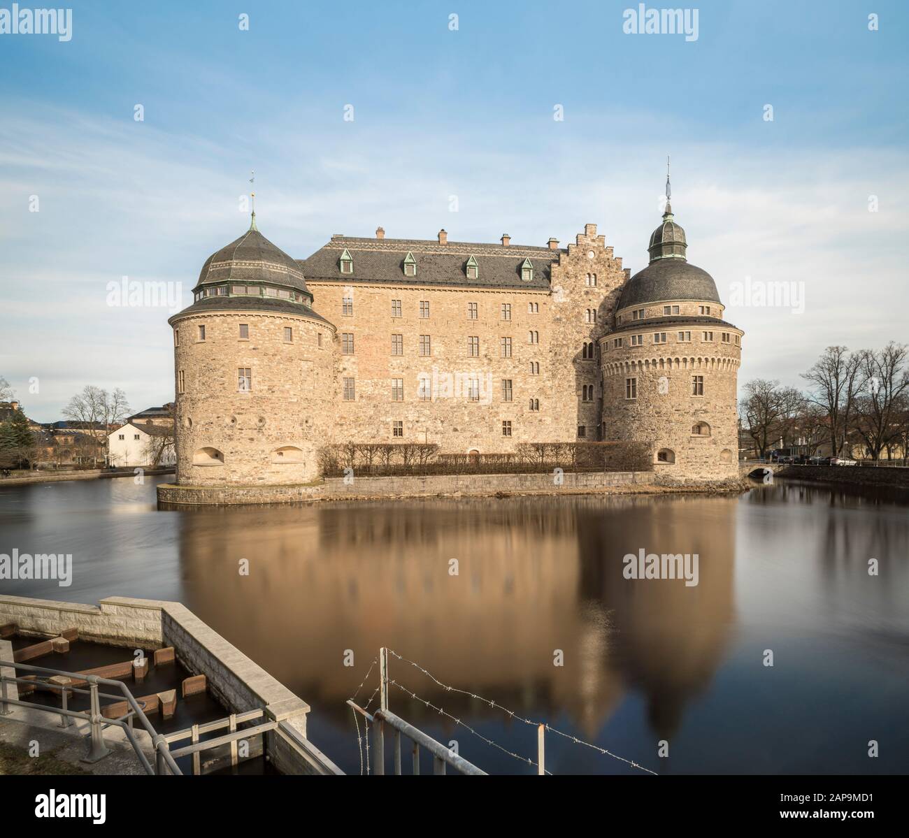 Orebro Castle (Örebro Slott) by river Svartan (Svartån). Sweden ...