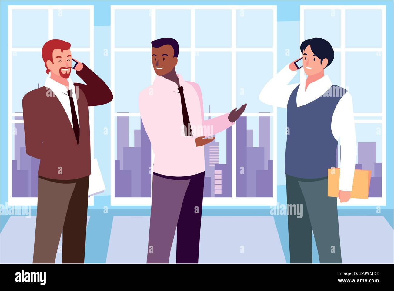 businessmen in the work office, coordinated work in friendly team in ...