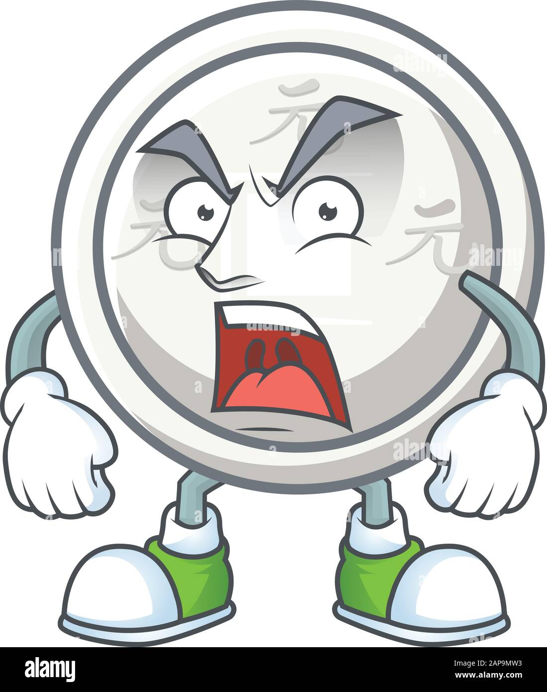 Chinese silver coin cartoon character design having angry face Stock ...