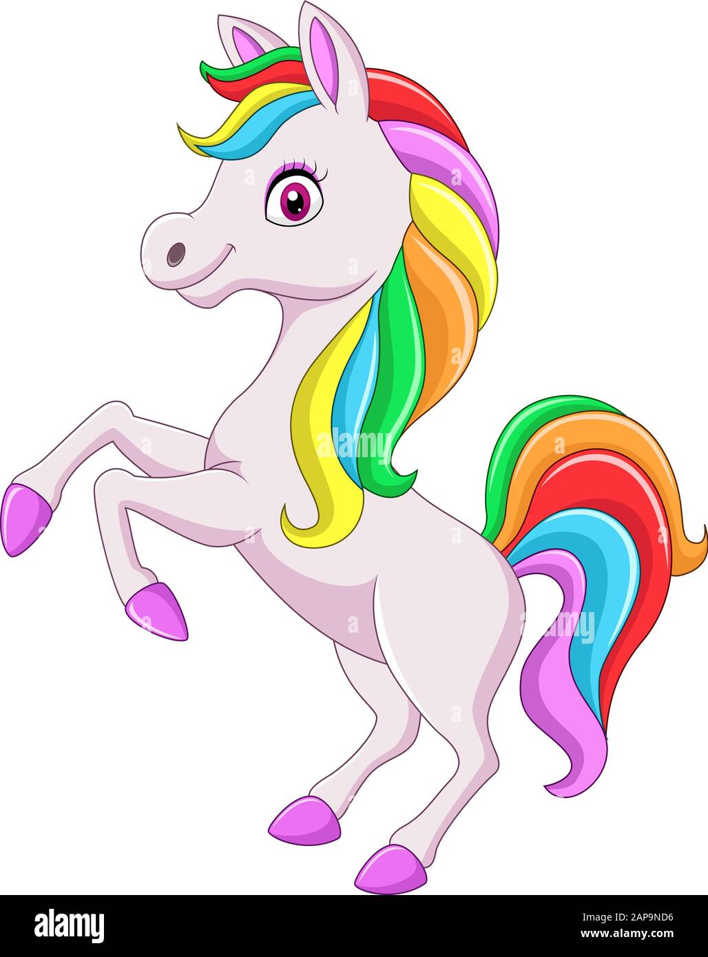 Cartoon rainbow horse isolated on white background Stock Vector Image ...