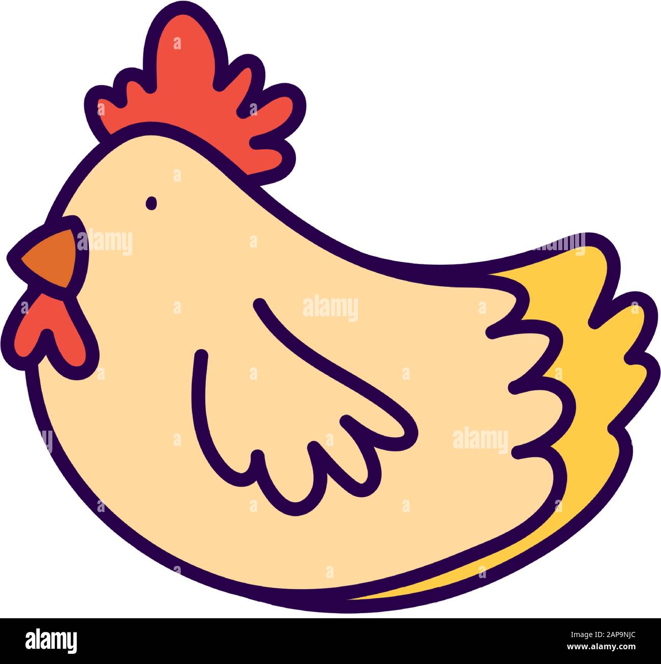 bird hen domestic farm animal cartoon vector illustration Stock Vector ...