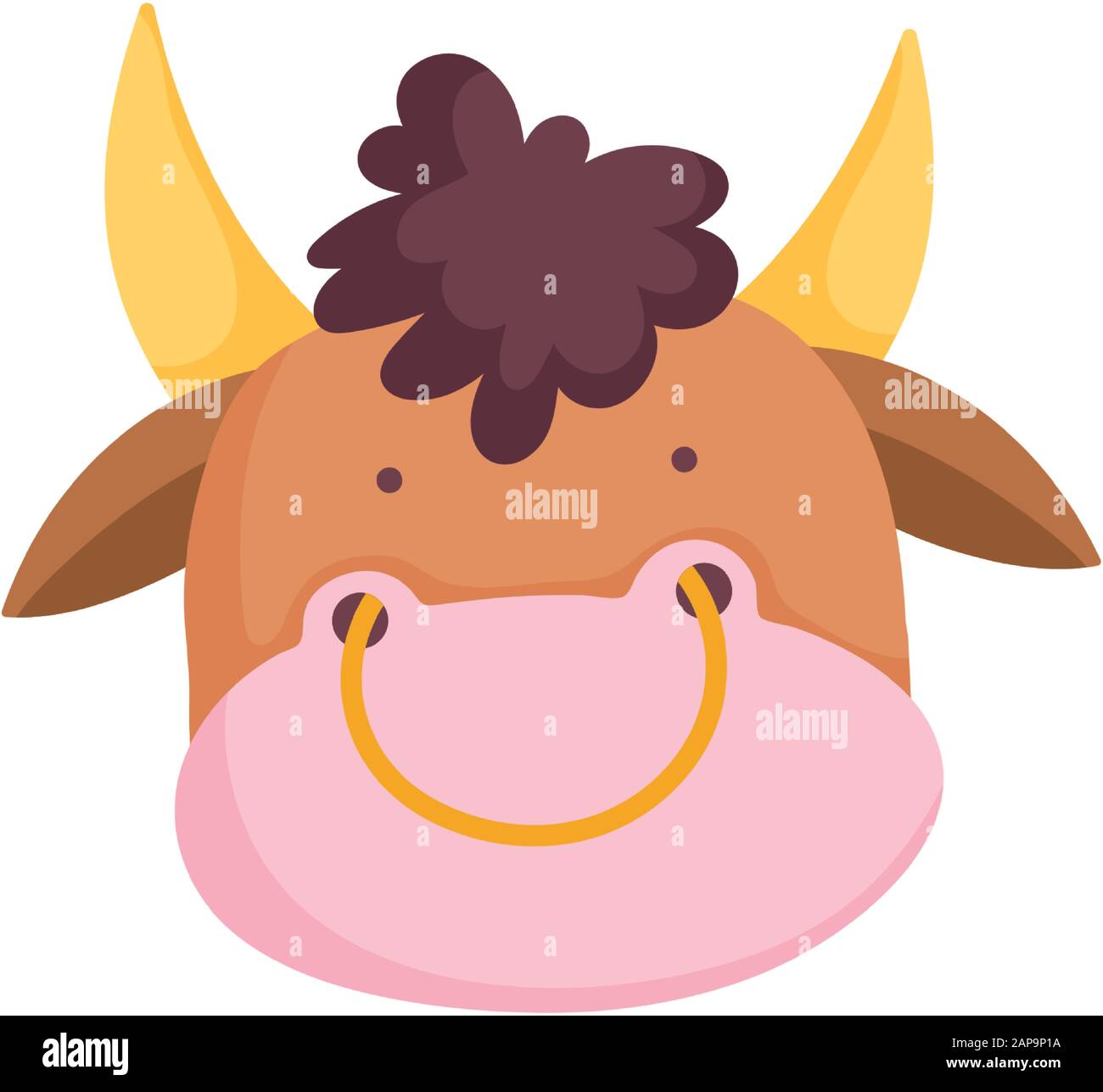cute bull face farm animal cartoon vector illustration Stock Vector ...