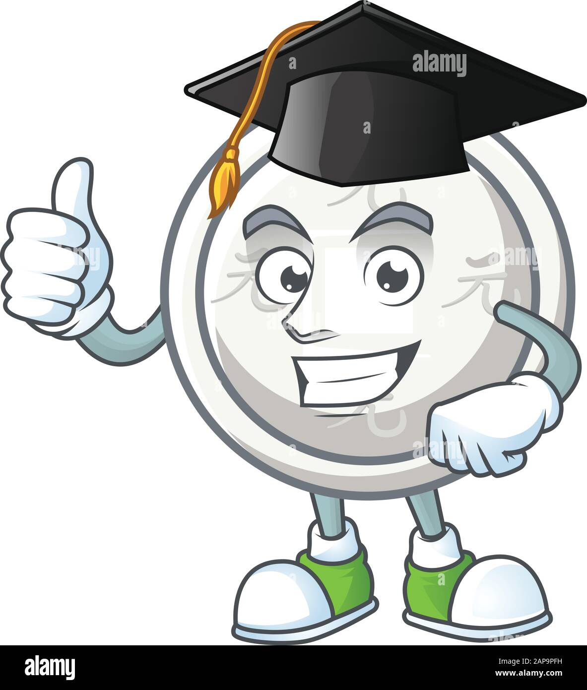 happy and proud of chinese silver coin wearing a black Graduation hat ...