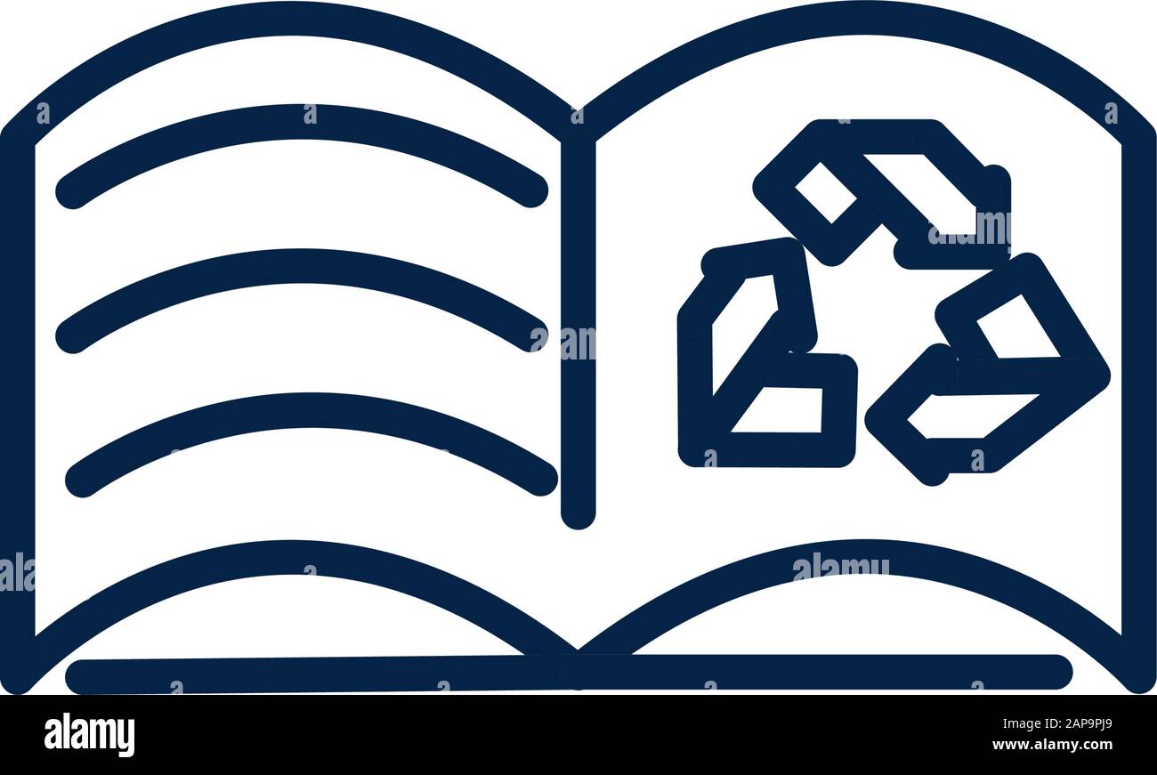 recycle book paper ecology environment icon linear vector illustration ...