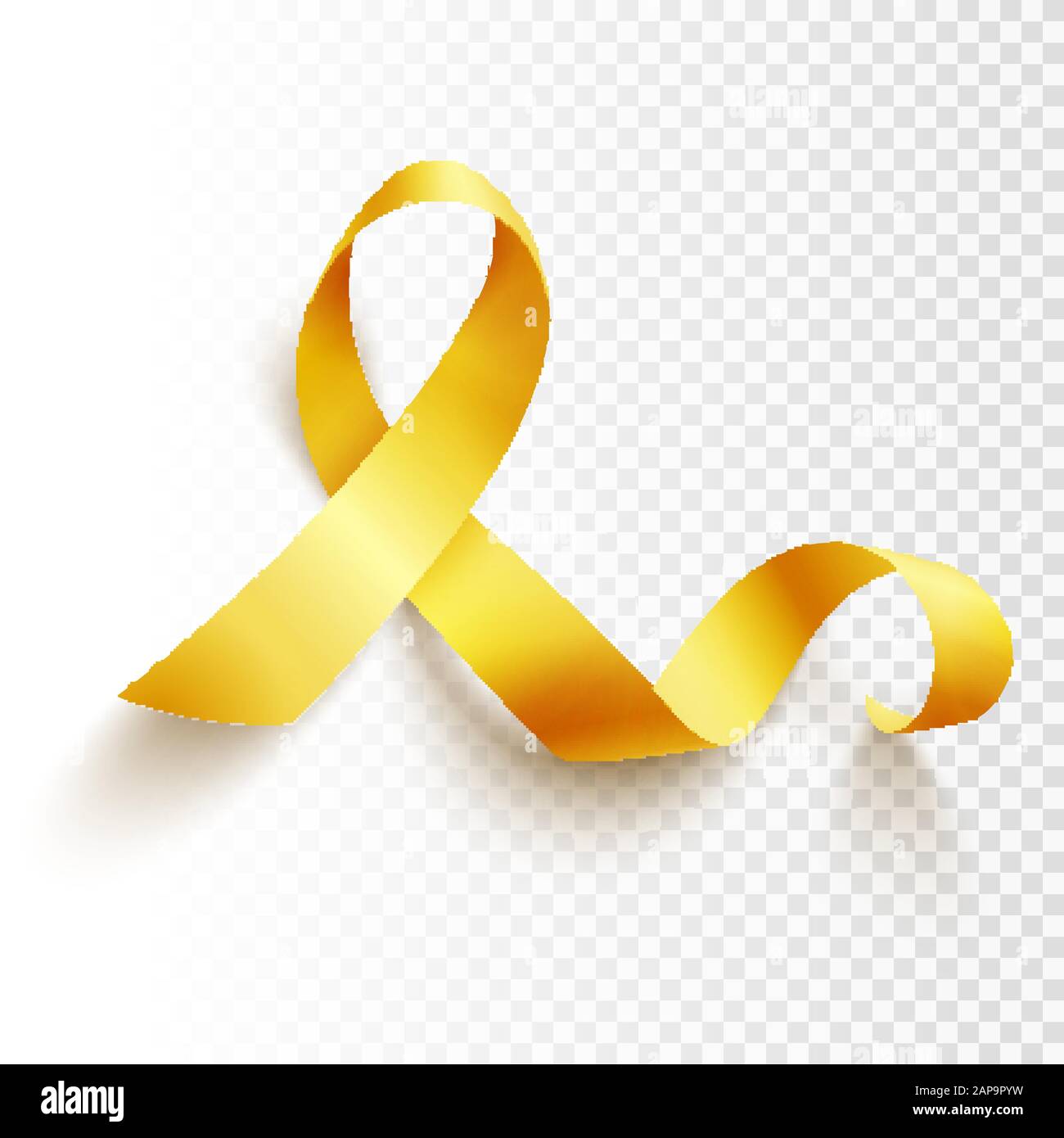 Realistic gold ribbon, childhood cancer awareness symbol, vector ...