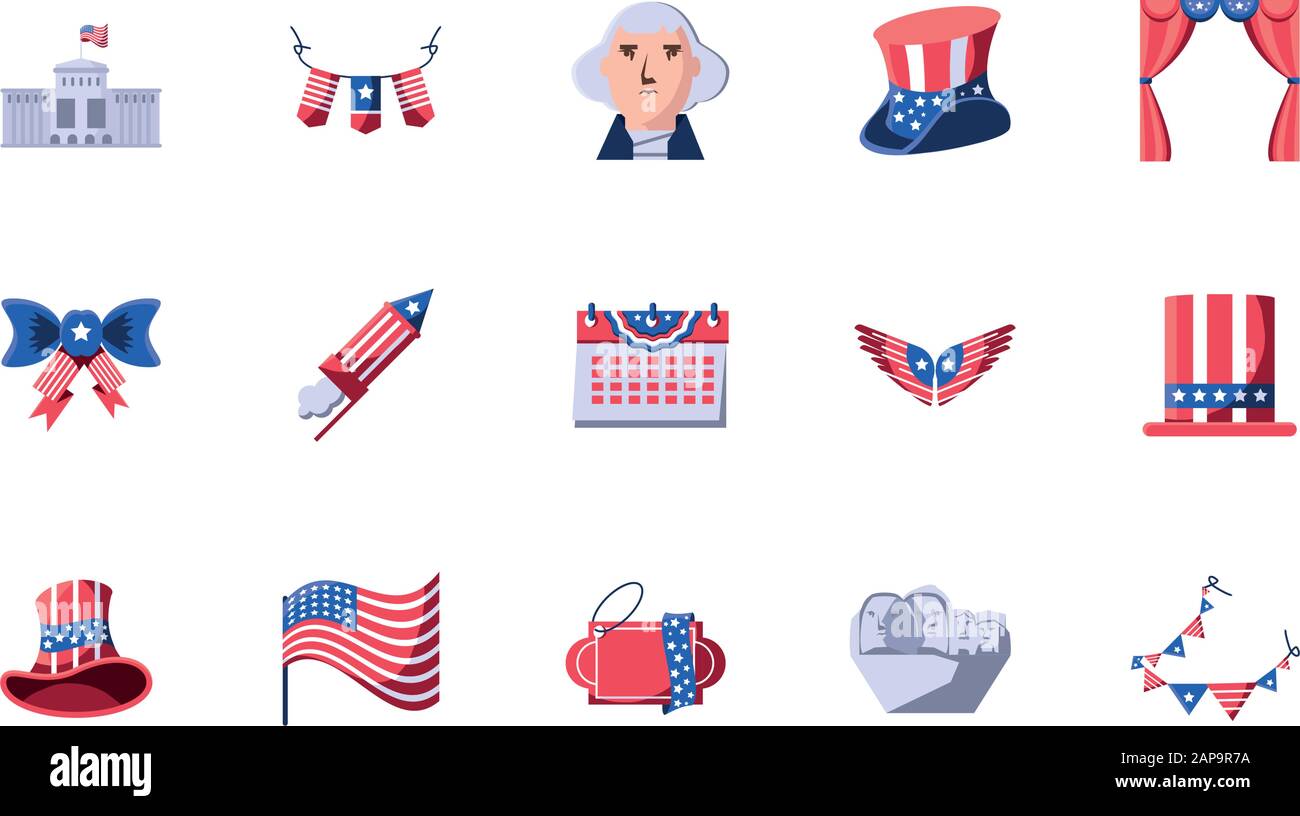 Usa icon set design, United states america independence nation us ...