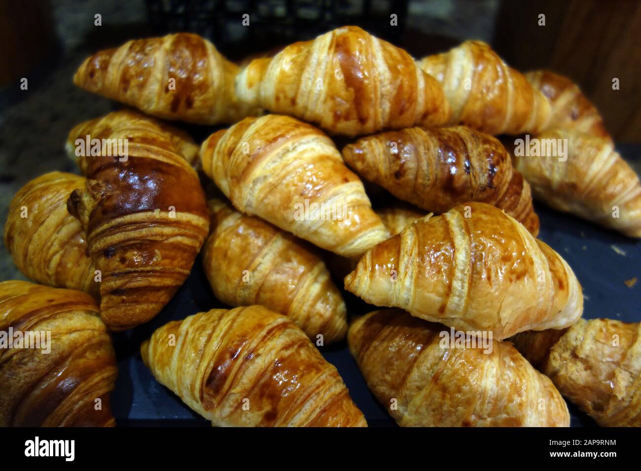 Small Freshly Baked Viennoiserie Pastry Croissants in the Breakfast ...