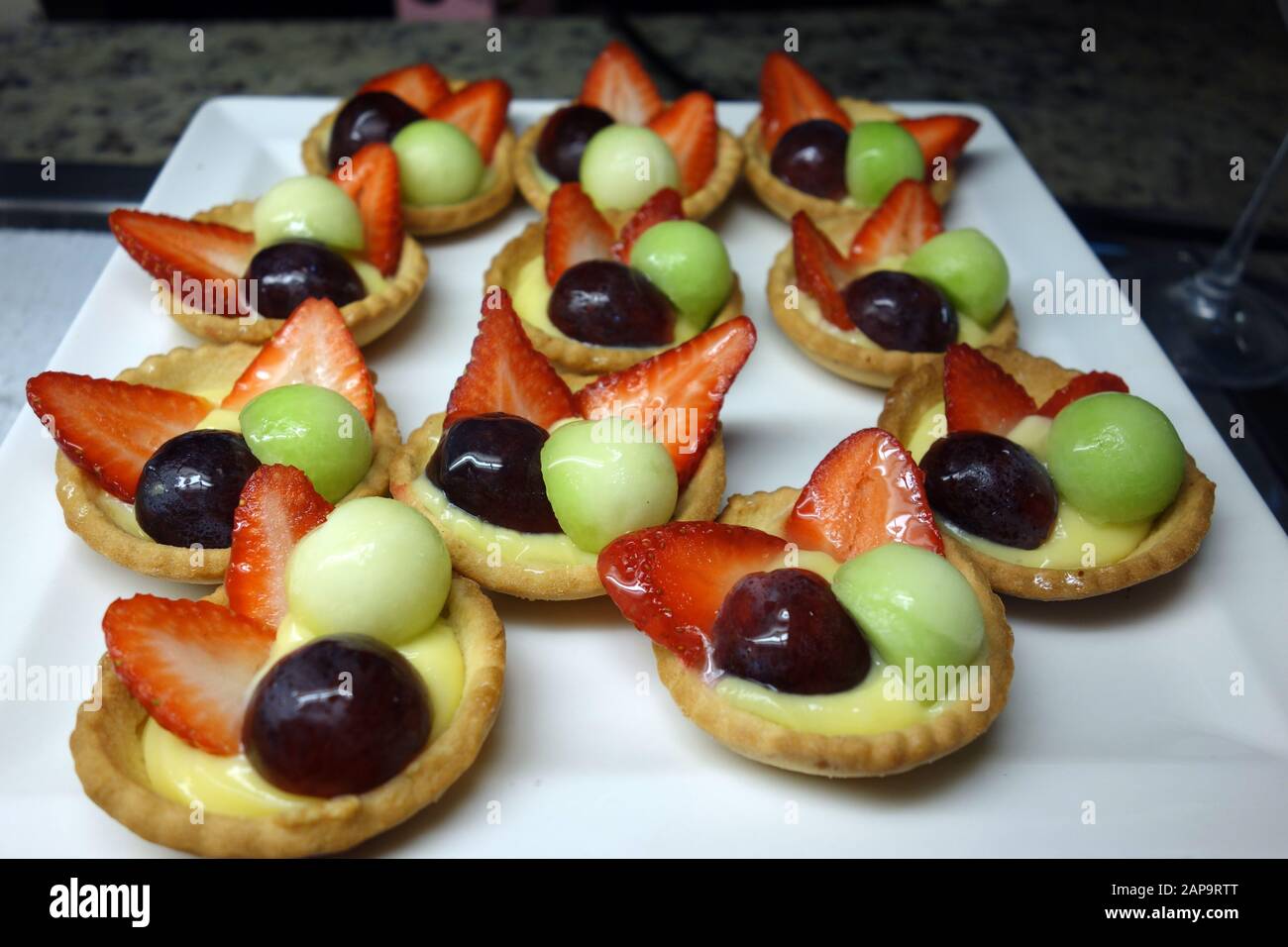 Small Fruit Tarts filled with Creme Patissiere in the Breakfast Buffet ...