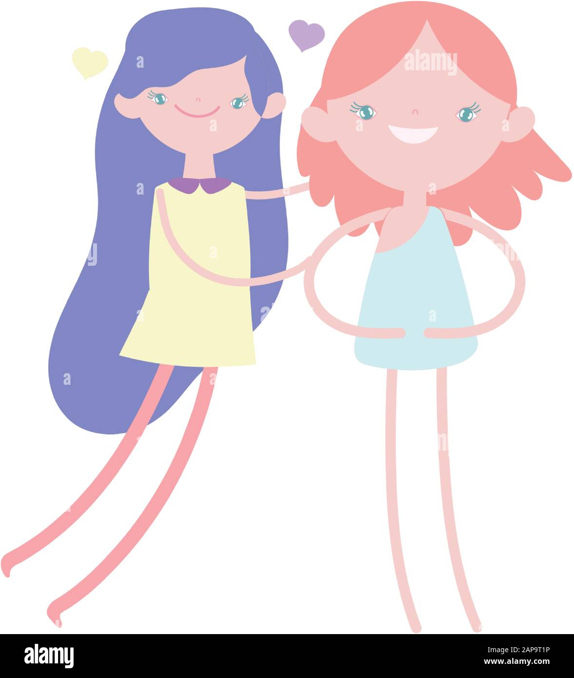 happy valentines day, cute girl and cupid character love hearts ...