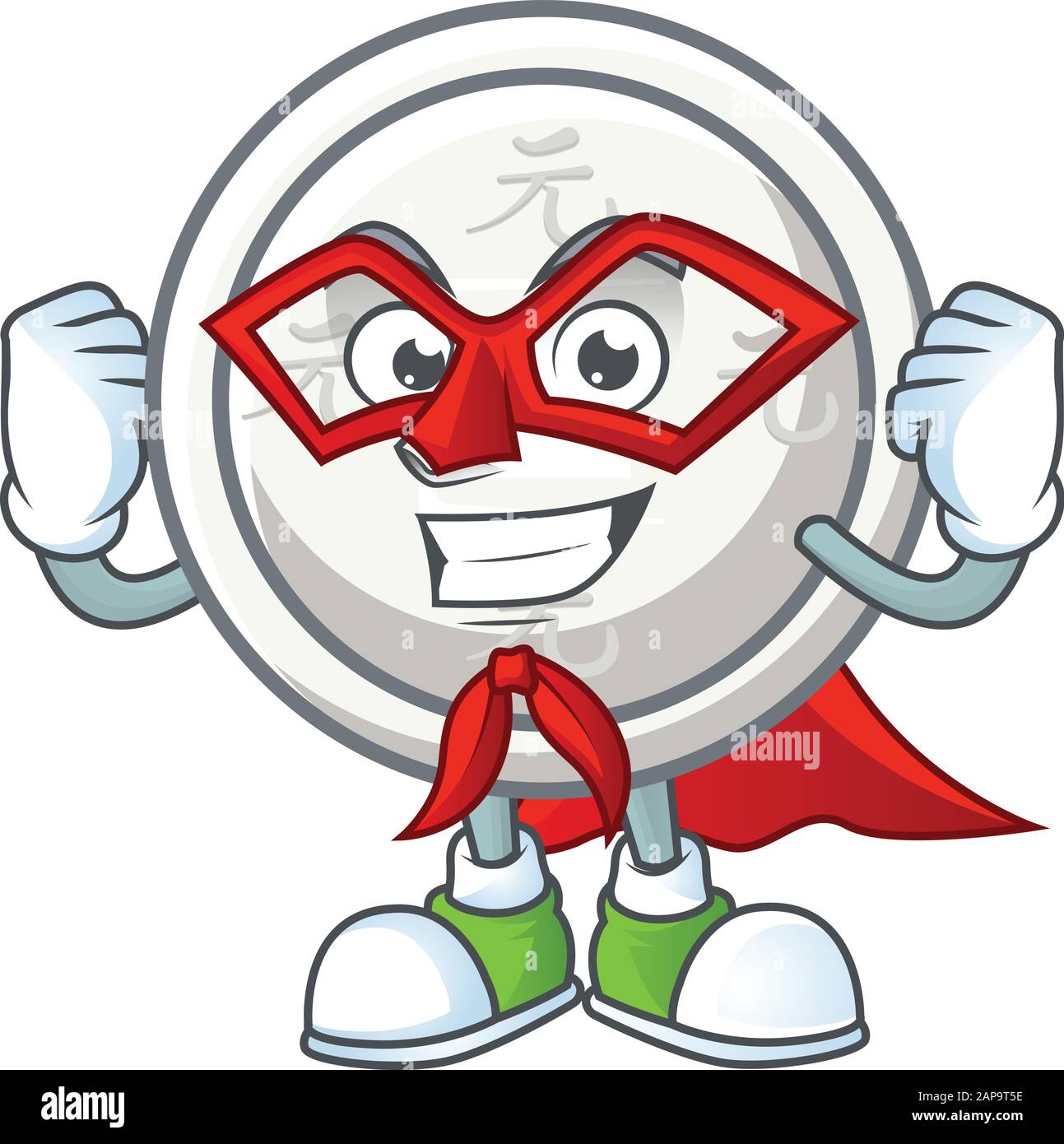Smiley mascot of chinese silver coin dressed as a Super hero Stock ...