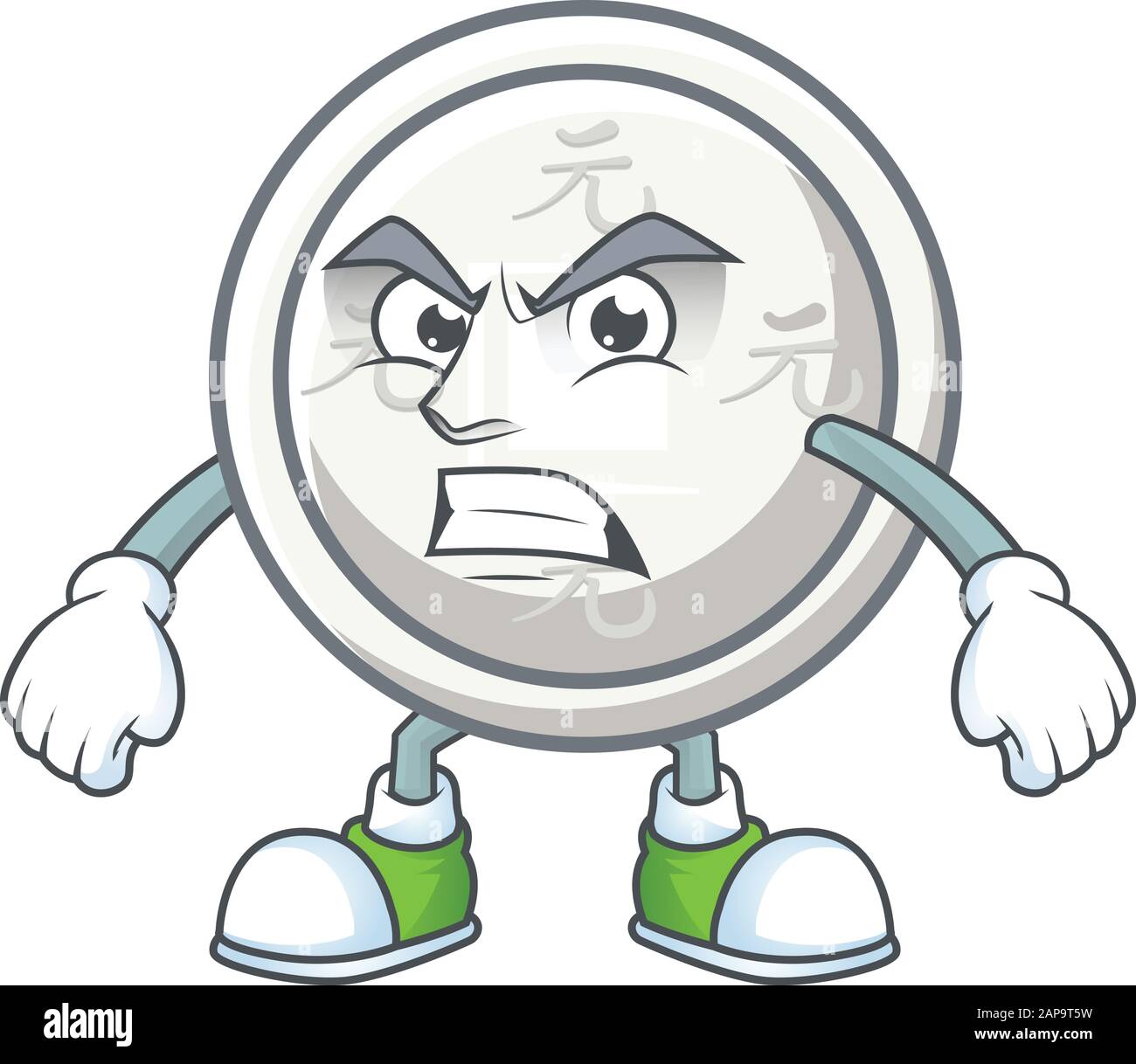 cartoon character of chinese silver coin with angry face Stock Vector ...