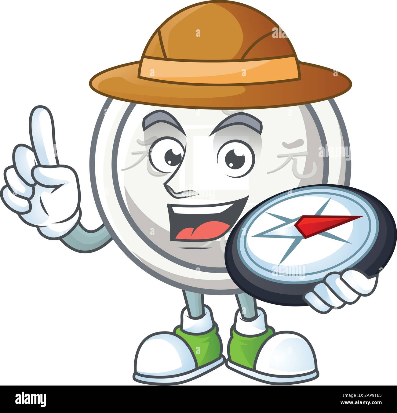 Chinese silver coin stylized Explorer having a compass Stock Vector ...