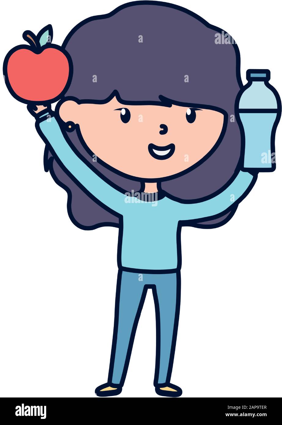 young woman with bottle water and apple charity and donation vector ...