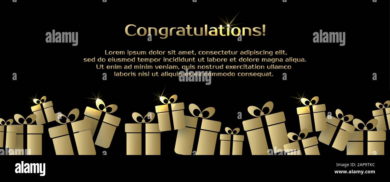 Vector banner with gold gift boxes and text Stock Vector Image & Art ...