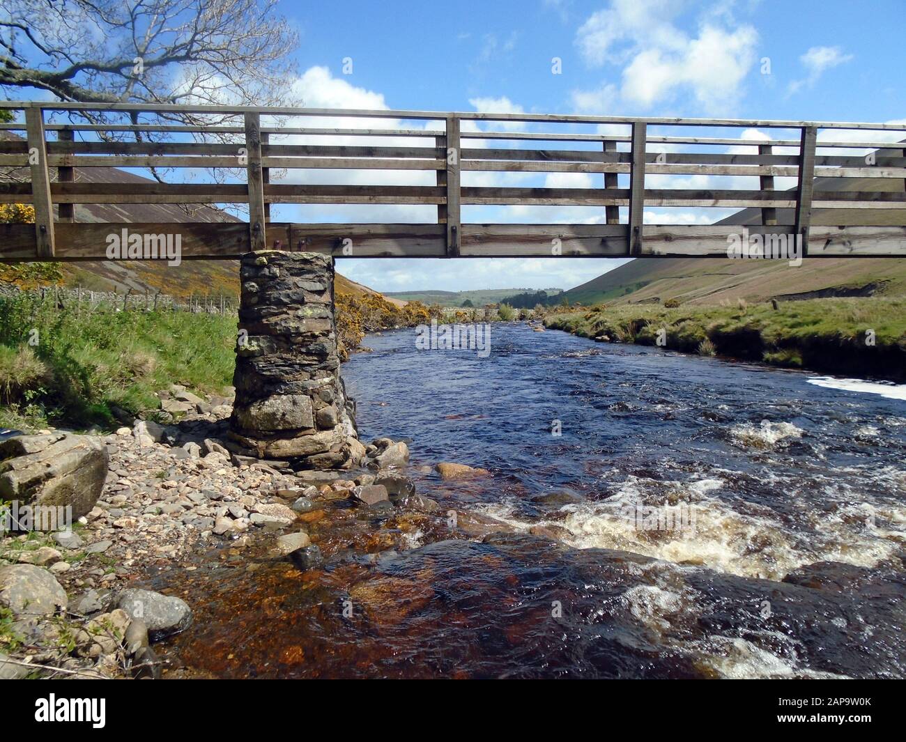 Wooden Footbridge over the River Caldew at Roundhouse Farm to the ...