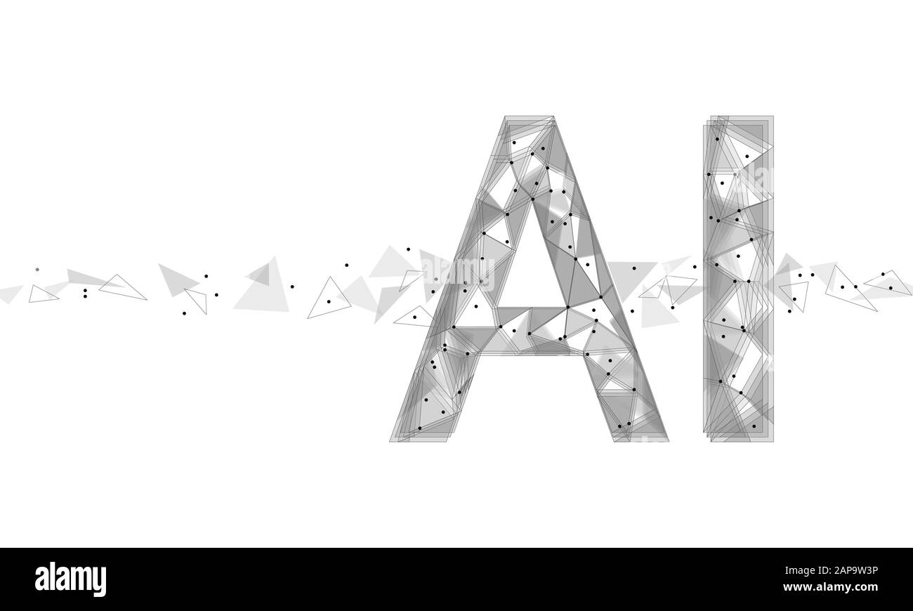 AI artificial intelligence letters 3D. Virtual assistant app geometric ...