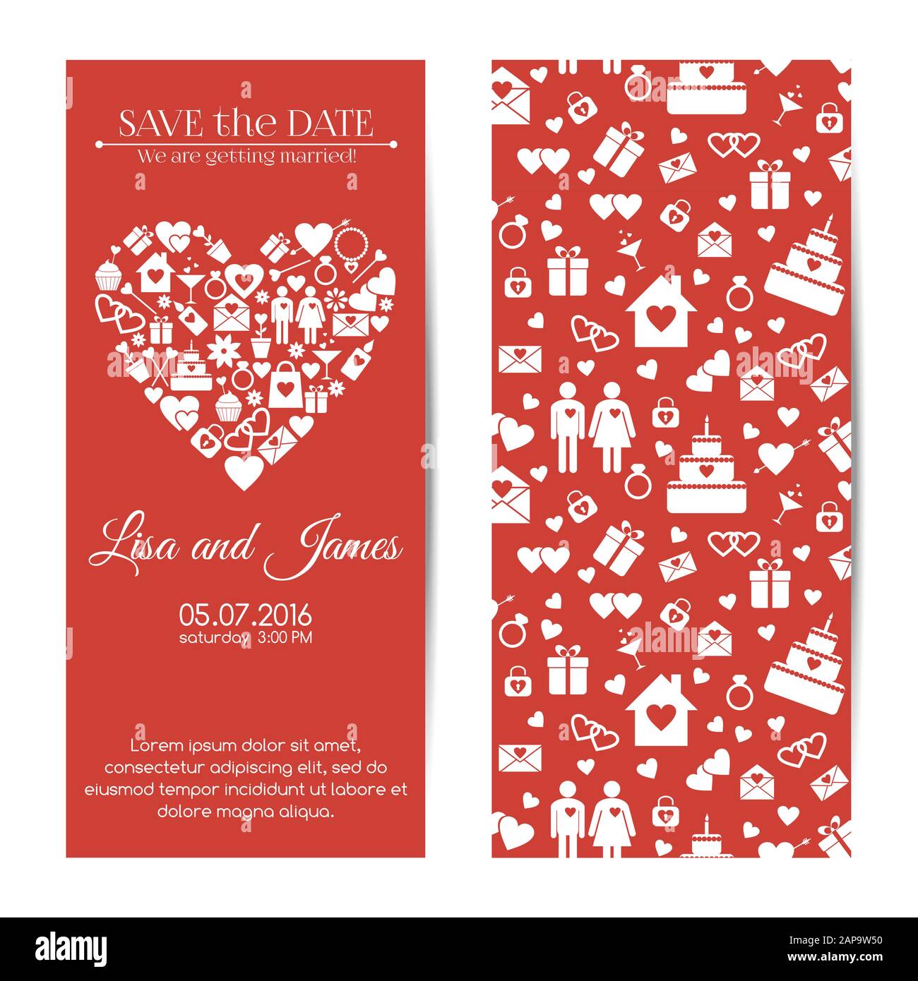 Vector vertical wedding invitations Stock Vector Image & Art - Alamy