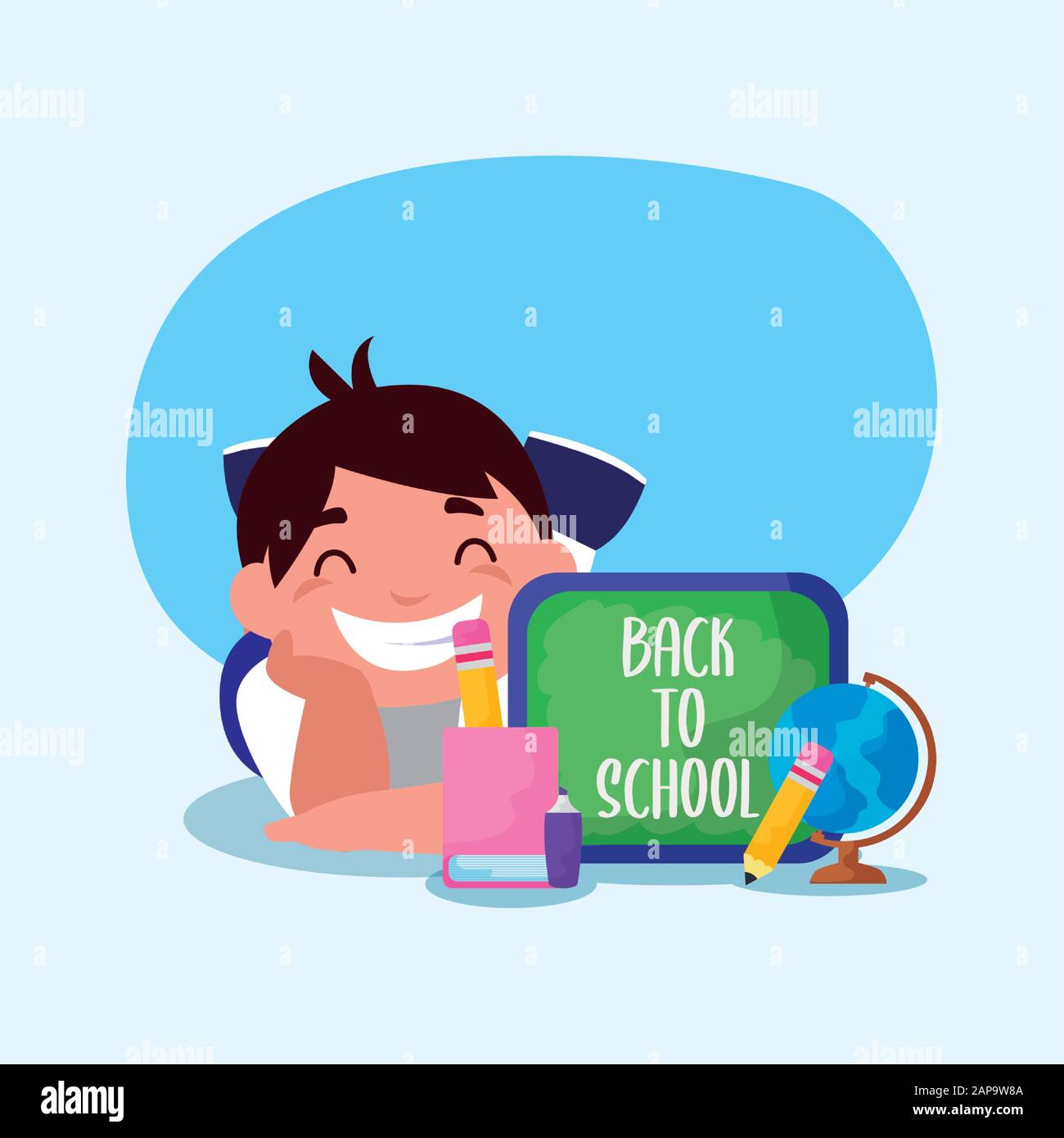 School boy kid with board design, Eduaction class lesson knowledge ...