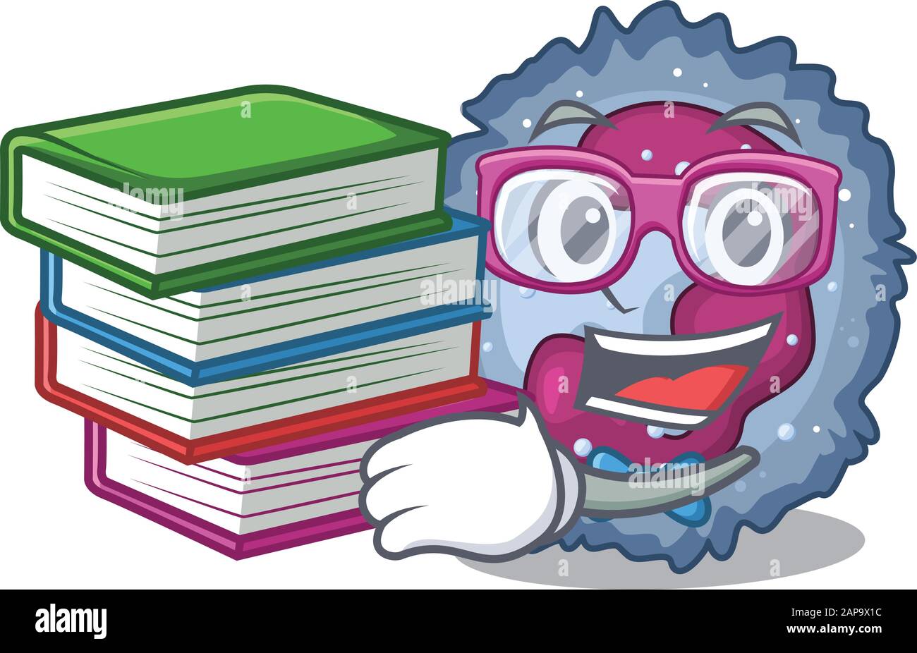 Cool and clever Student neutrophil cell mascot cartoon with book Stock ...