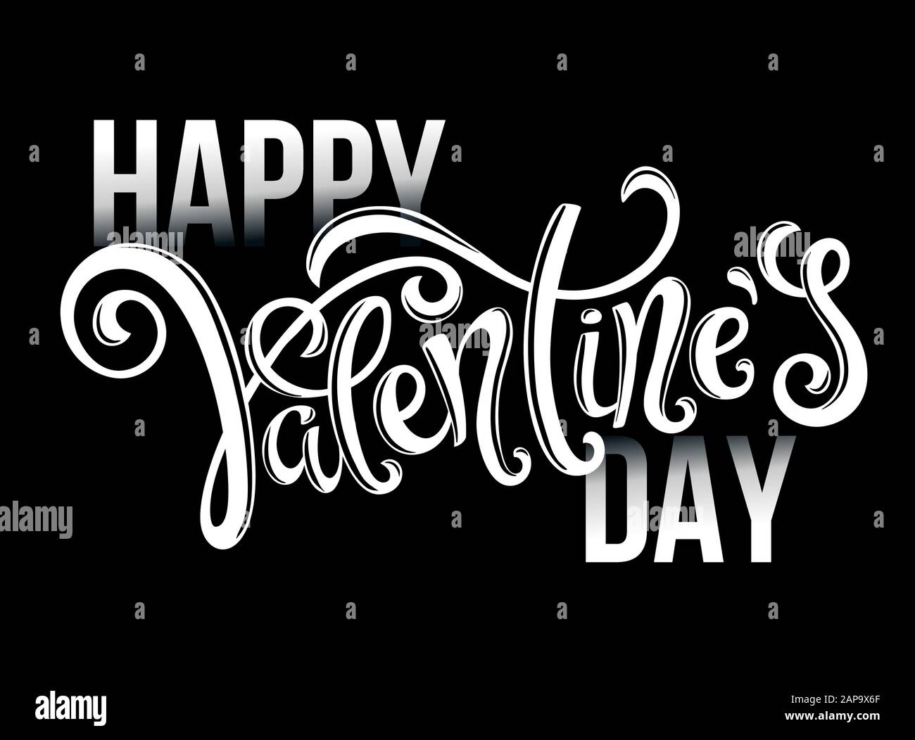 Poster With With Hand Drawn Lettering Happy Valentines Day Vector