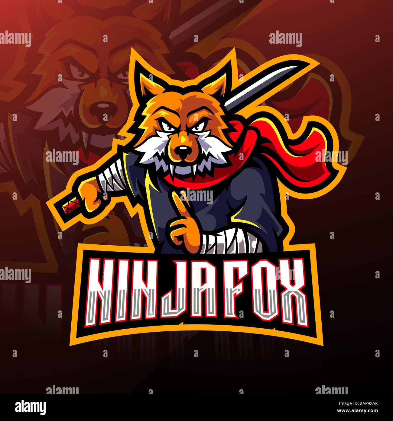 Ninja fox esport mascot logo design Stock Vector Image & Art - Alamy