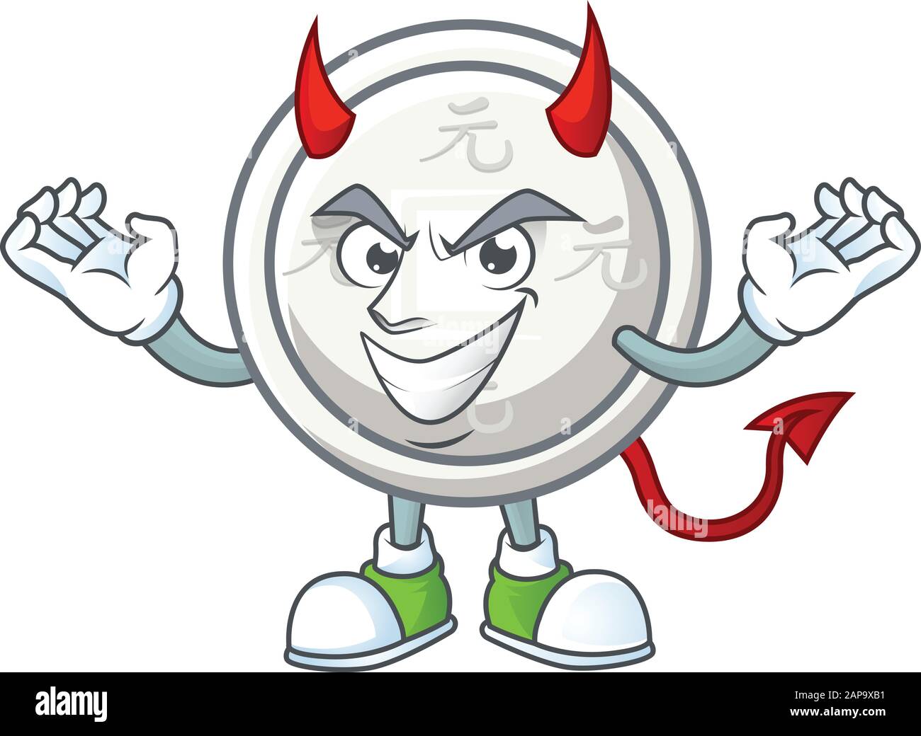 Devil chinese silver coin Cartoon character design Stock Vector Image ...