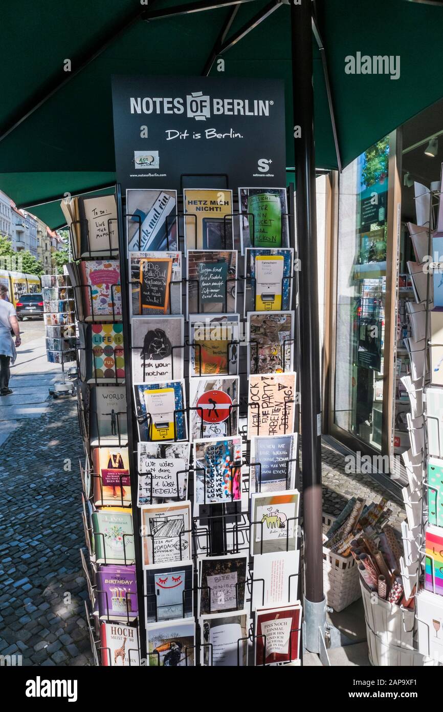 stand with "notes of berlin" postcards Stock Photo - Alamy