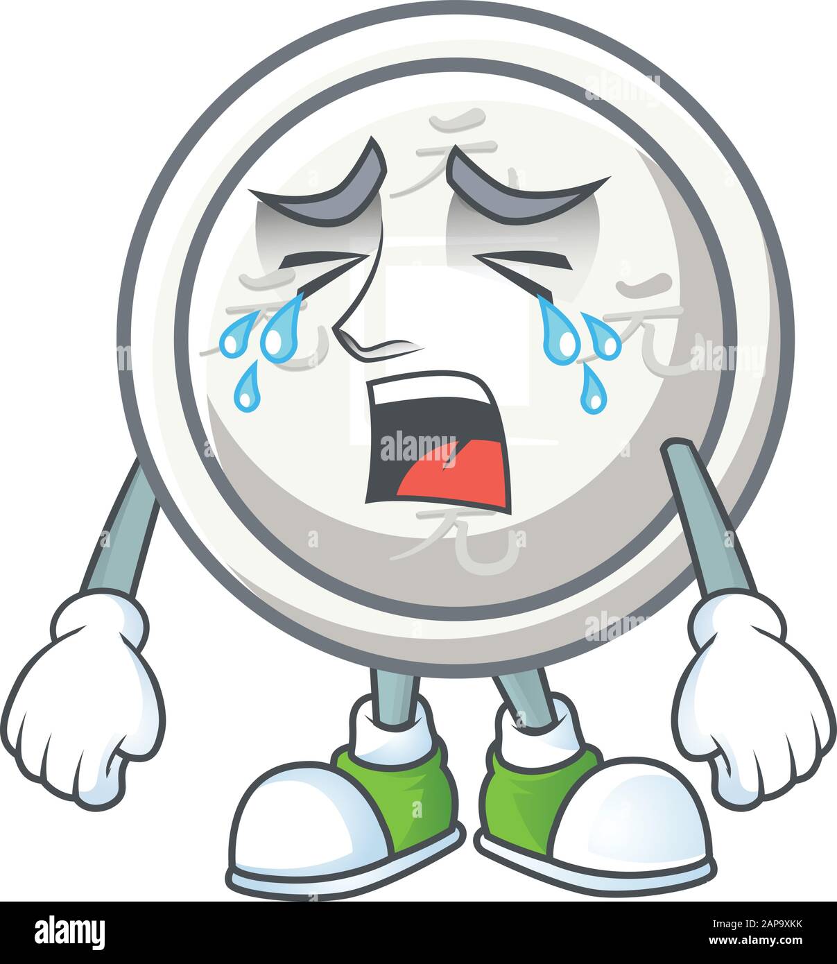 Sad of chinese silver coin cartoon mascot style Stock Vector Image ...