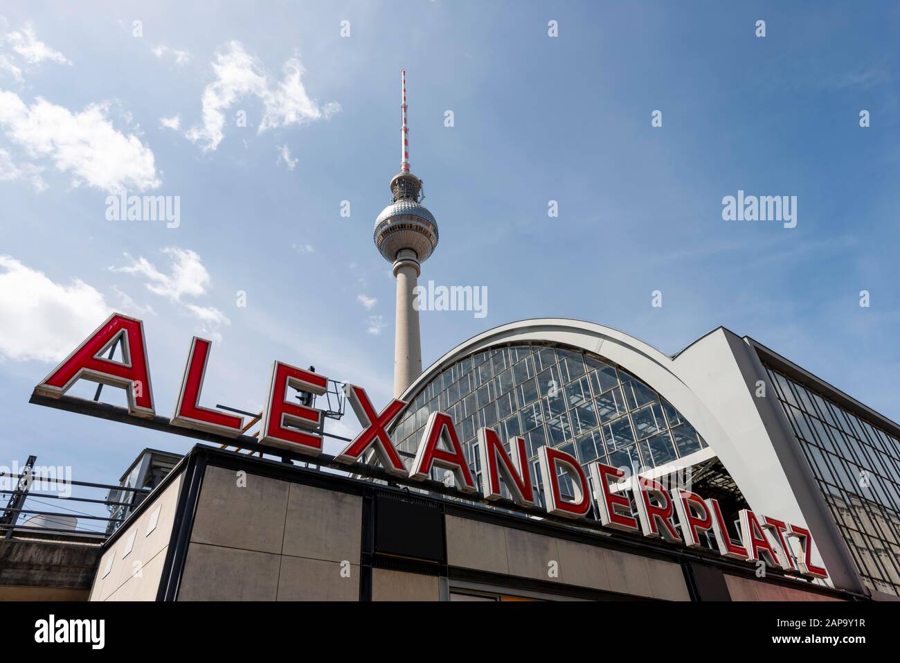 Alexanderplatz, lettering, Berlin television tower Alex, Berlin-Mitte ...
