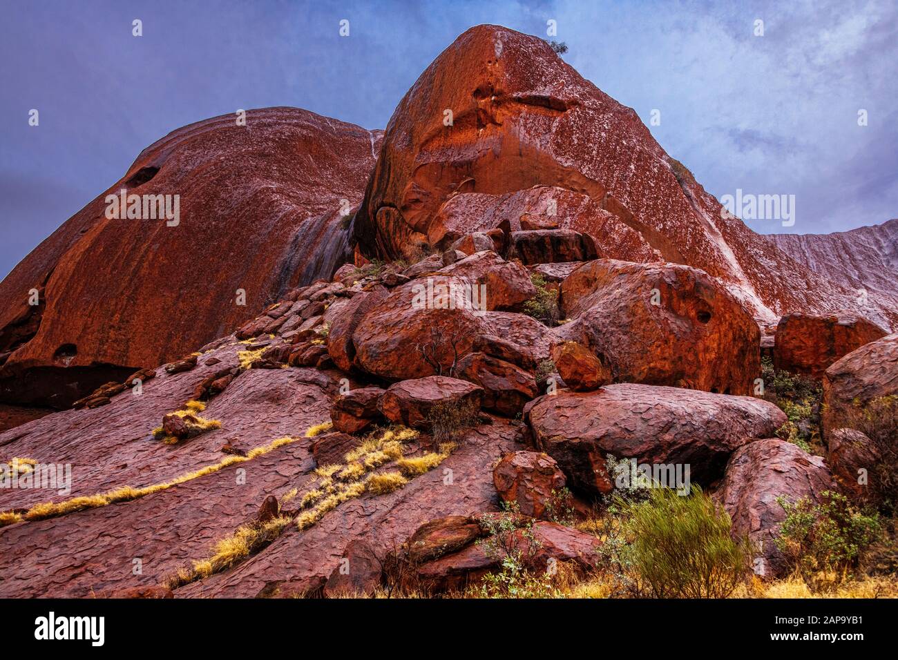 Uluru (Ayres Rock) in the rain after a long drought. Northern Territory ...