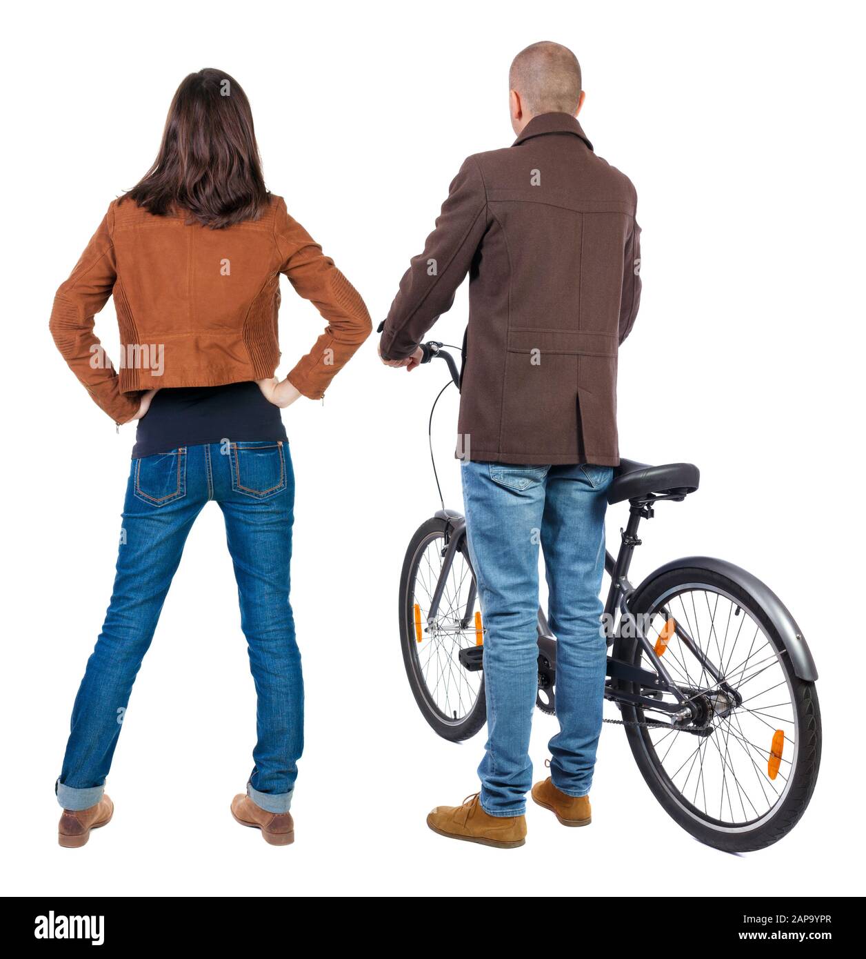 Woman riding bike back view Cut Out Stock Images & Pictures - Alamy