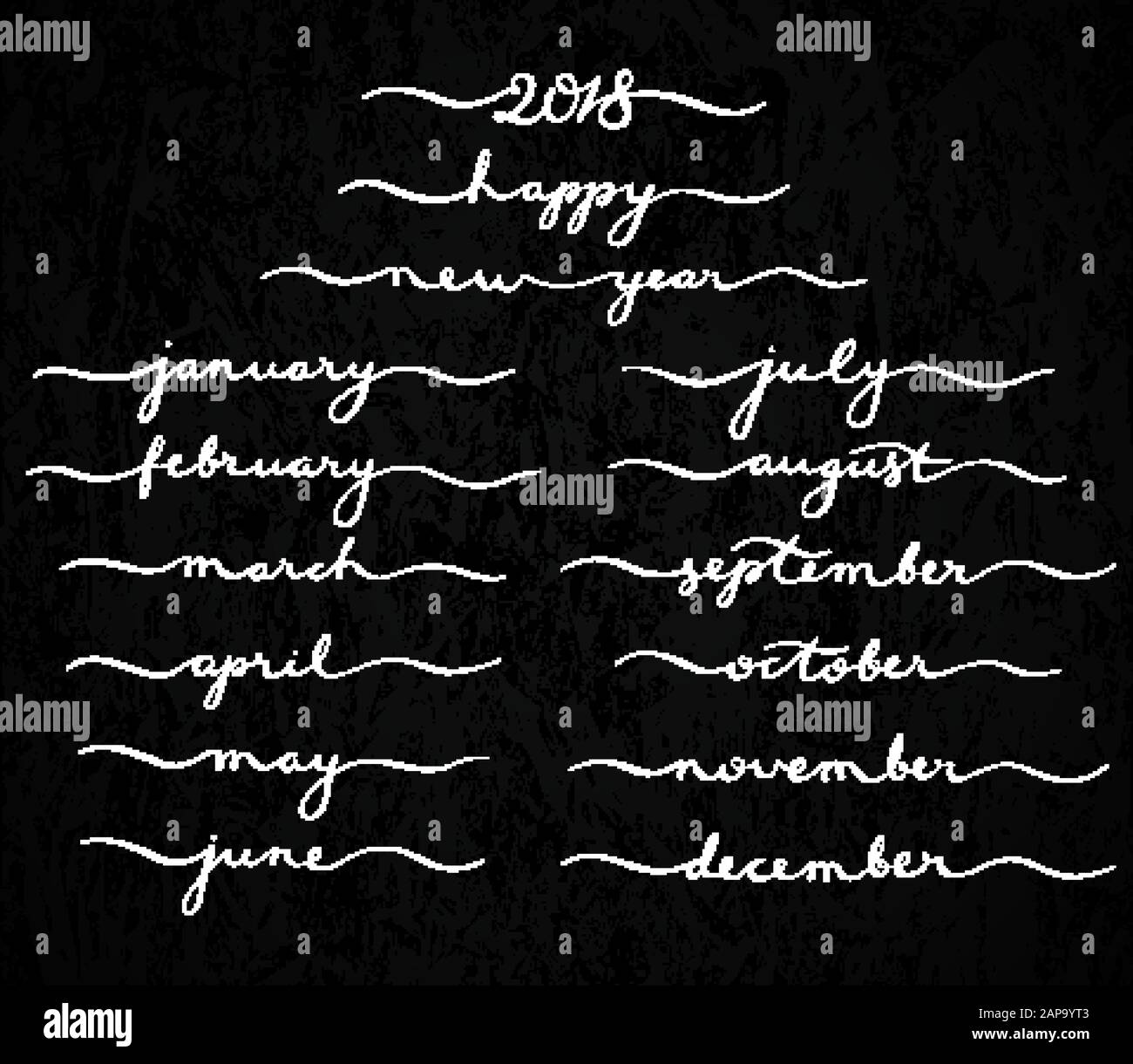 Set of months with hand drawn lettering, vector illustration Stock ...