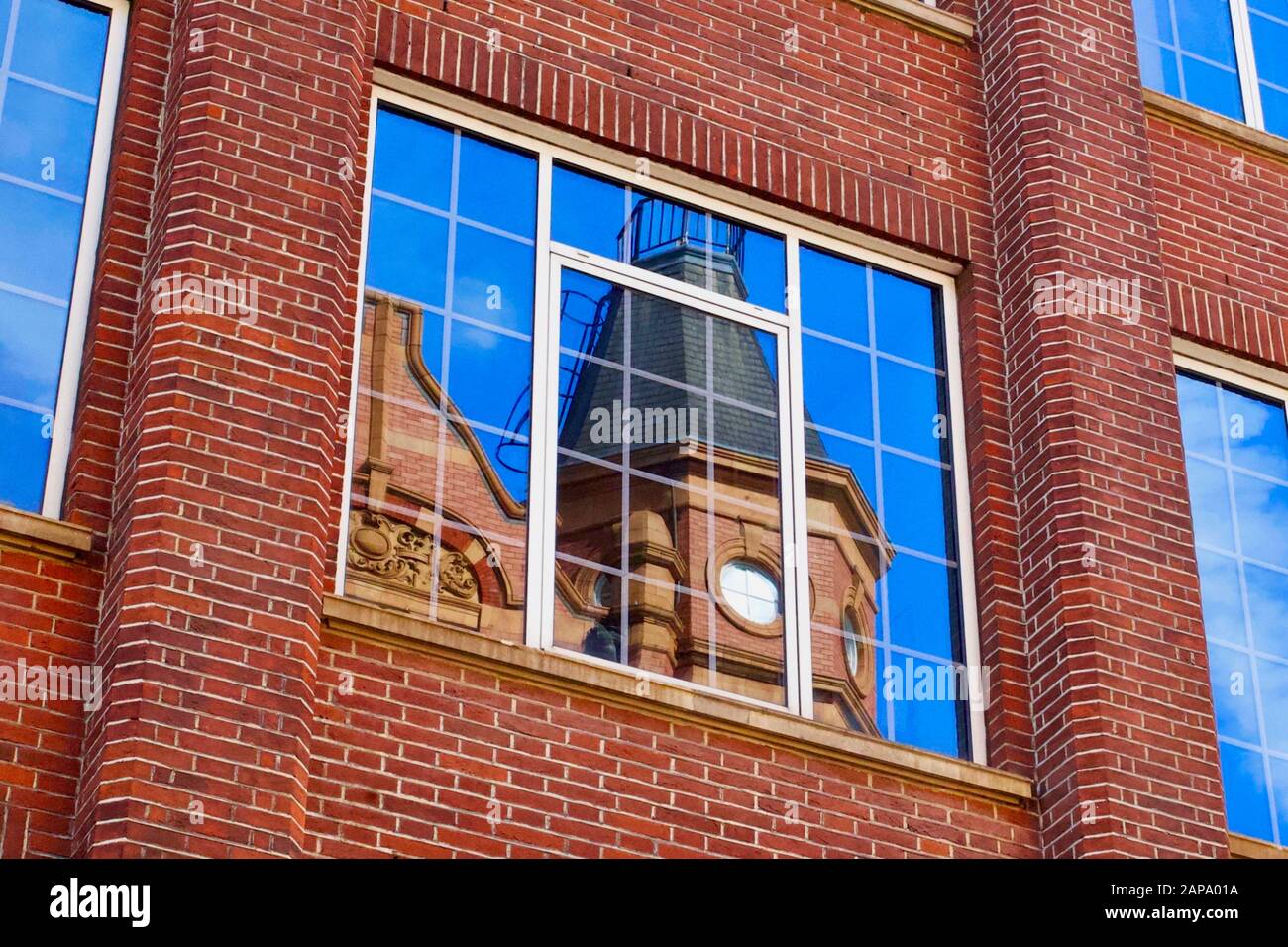 Reflection off glass window, London, England Stock Photo - Alamy