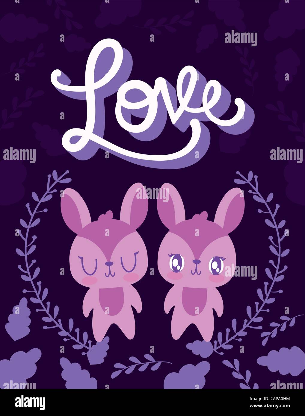 Love rabbits cartoons design of Passion romantic valentines day wedding ...