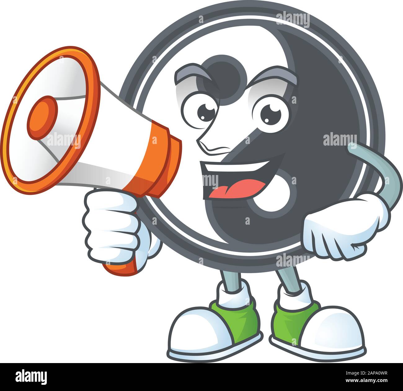 Cool cartoon character of yin yang holding a megaphone Stock Vector ...