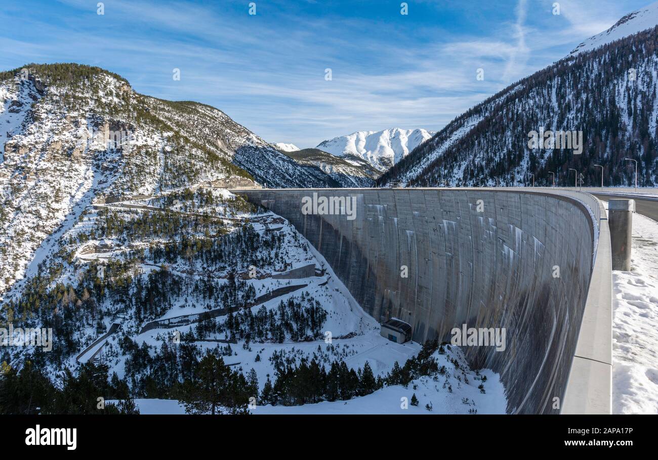 Water dam in winter. Italy Alps Stock Photo - Alamy