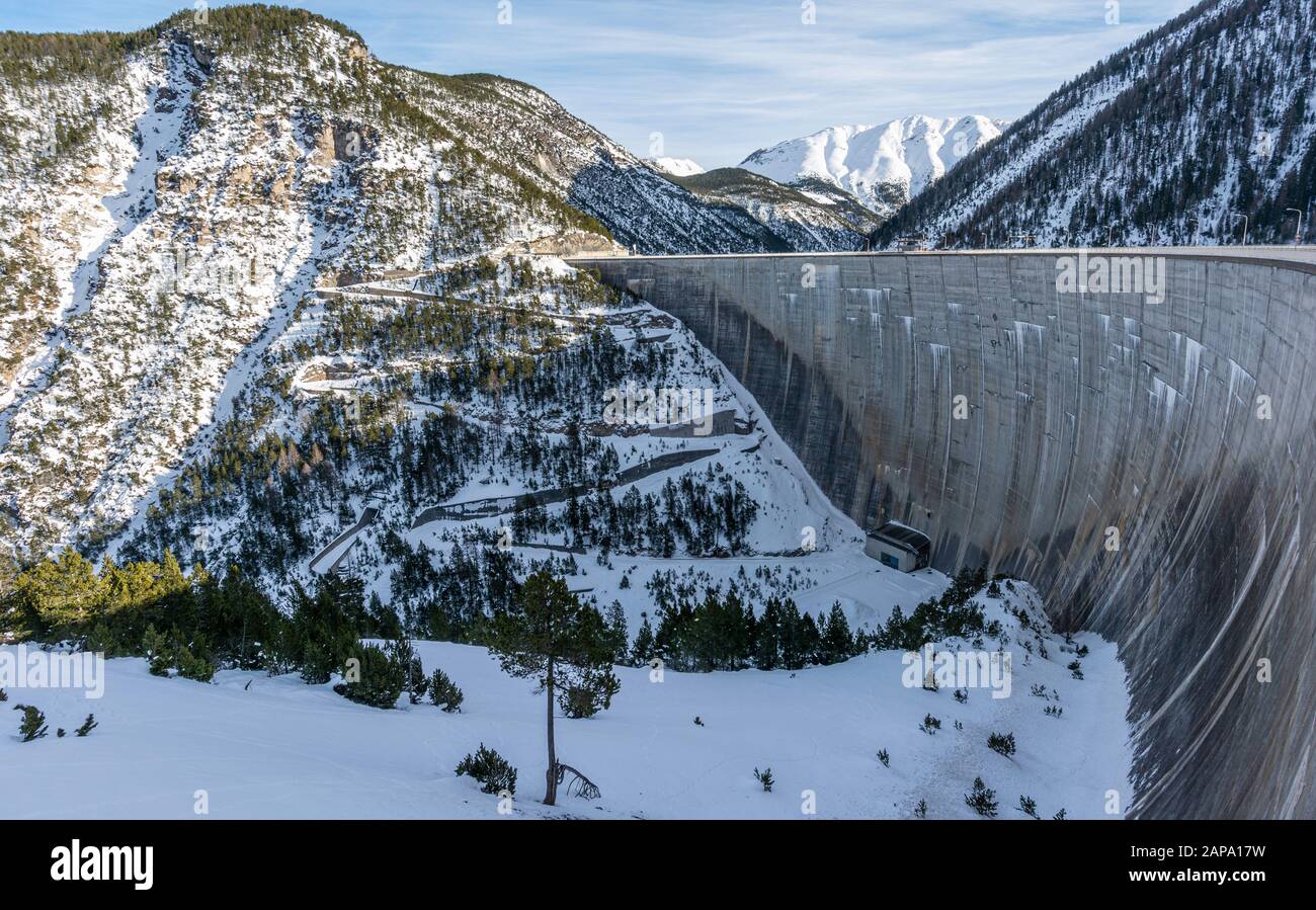 Water dam in winter. Italy Alps Stock Photo - Alamy
