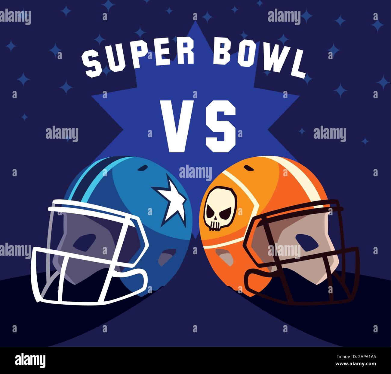 helmets of football american with super bowl label vector illustration ...