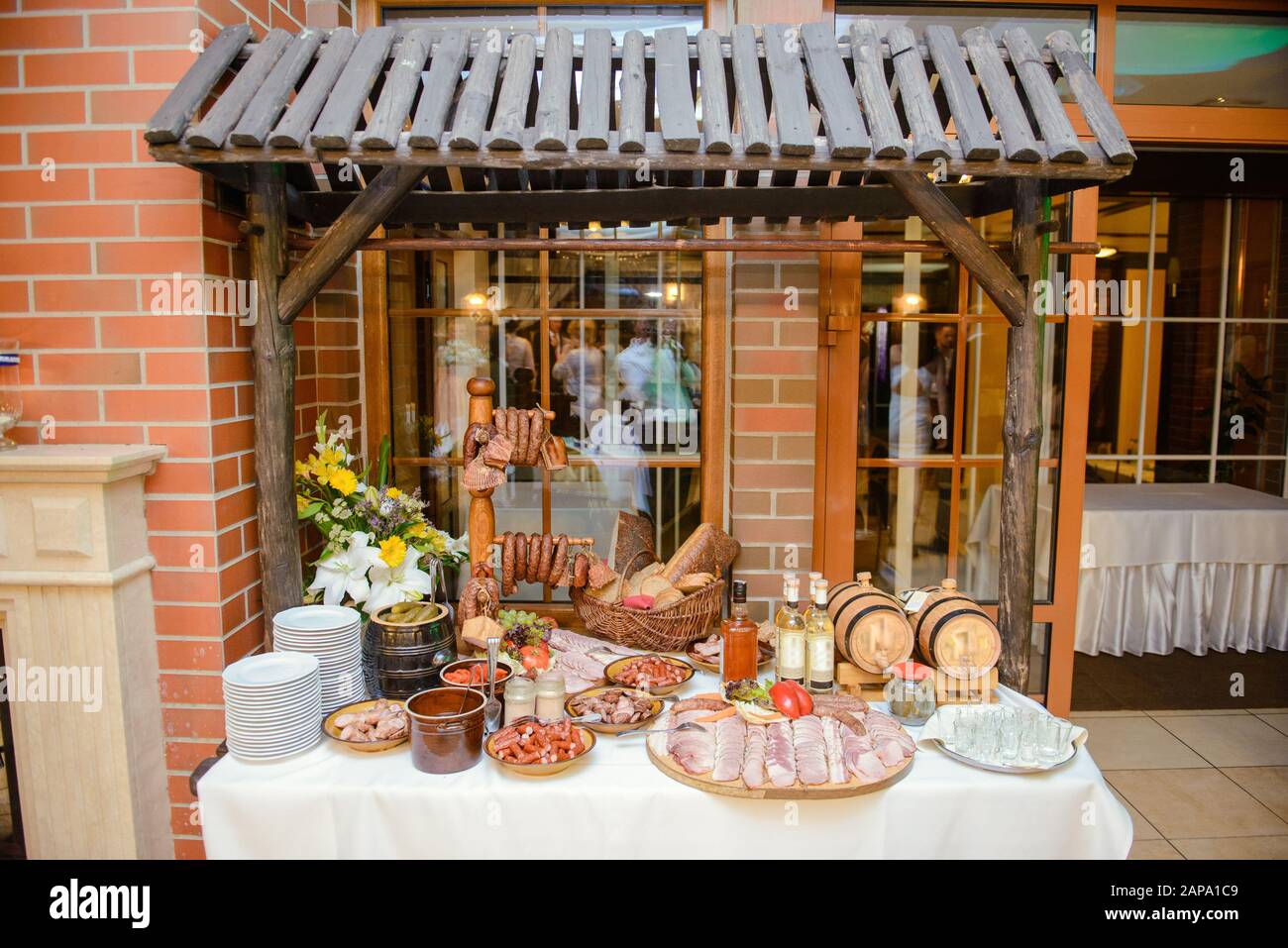 traditional polish rural table with food at the wedding Stock Photo - Alamy