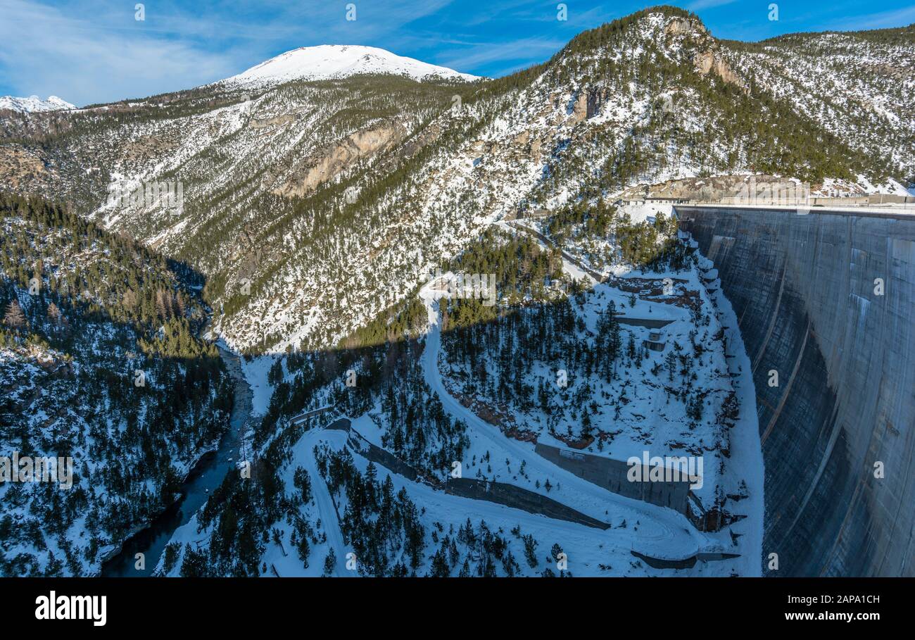 Water dam in winter. Italy Alps Stock Photo - Alamy