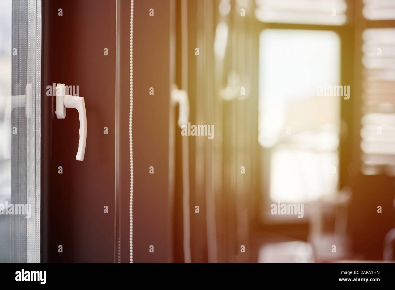 Windows row in office building. Modern windows with handles. Rows of ...