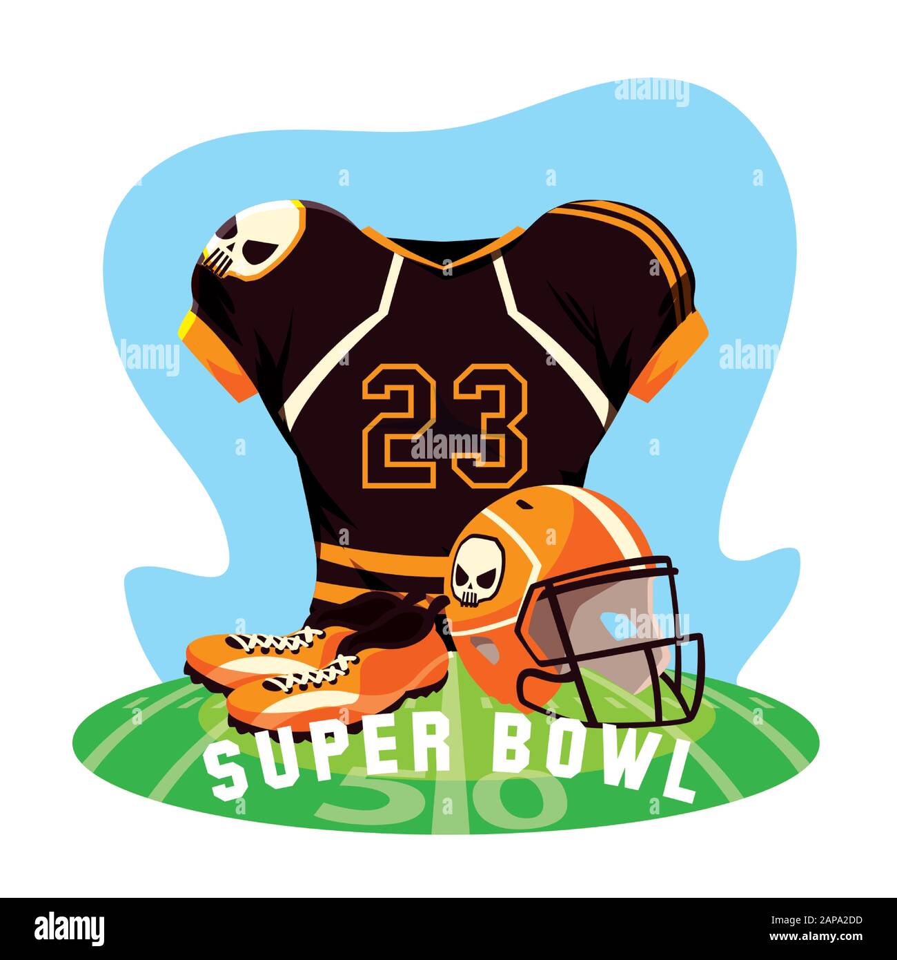 american football player outfit sportsuit, label super bowl vector ...